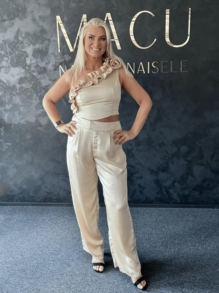 Kuldne pidulik komplekt Aulika -püksid ja top roosiga